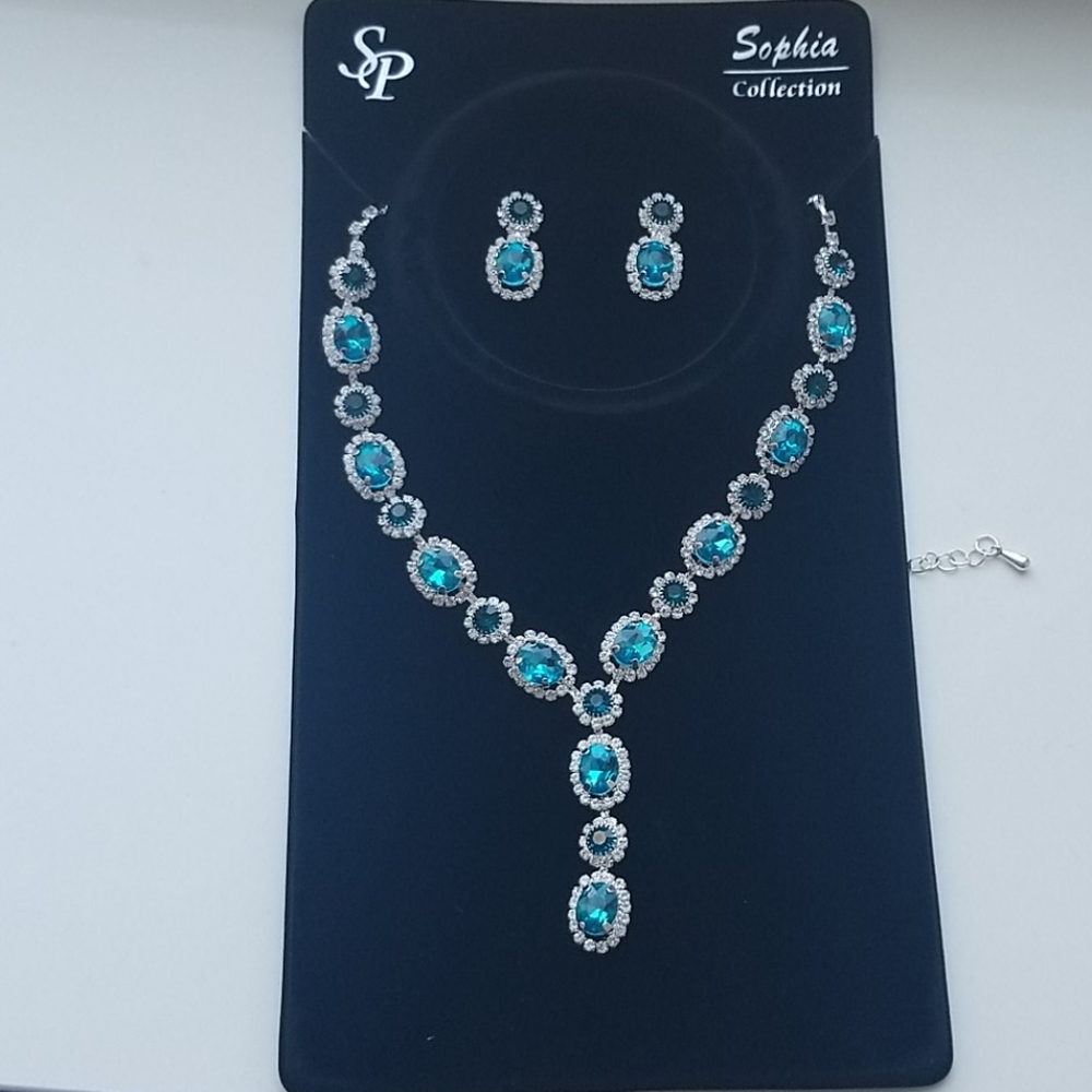 Sp Sophia Collection Oval Necklace & Earrings Set - Gem
